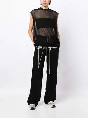 Rick Owens Logo-embroidered Track Trousers