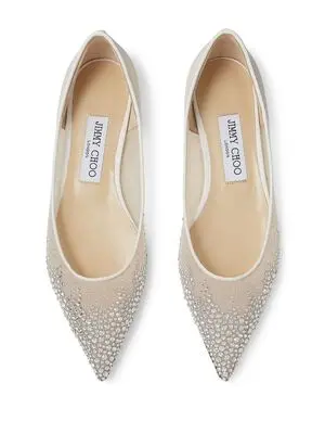 JIMMY CHOO Love Flat Ballerinas With Crystal Embellishments