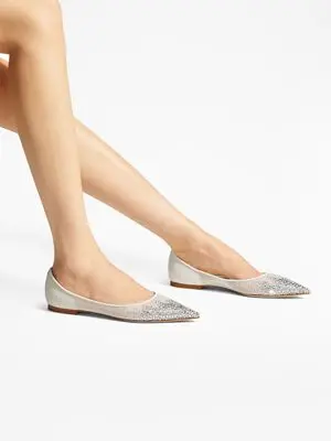 JIMMY CHOO Love Flat Ballerinas With Crystal Embellishments