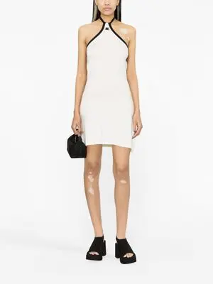 COURREGES Logo-embroidered Cotton Minidress - White