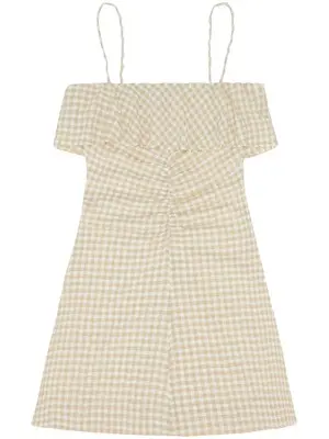 GANNI Gingham Check-print Ruffled Minidress