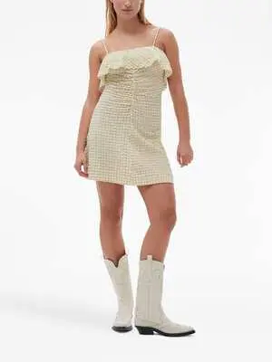 GANNI Gingham Check-print Ruffled Minidress