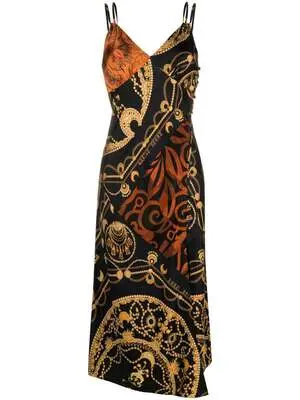 MARINE SERRE Ornament Jewelry-print Regenerated Silk Dress - Black