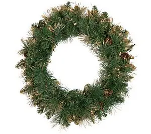 NORTHLIGHT Yorkshire Pine 24' Christmas Wreath Lear Lights - One-color