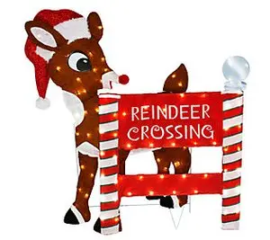 NORTHLIGHT 36' Led Rudolph Reindeer Crossing Si Gn Decoration - One-color