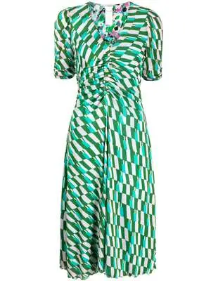 Diane Von Furstenberg Koren V-neck Midi Dress Green