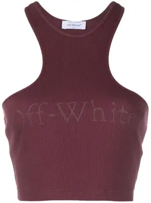 Off-White Logo Ribbed-knit Racerback Top