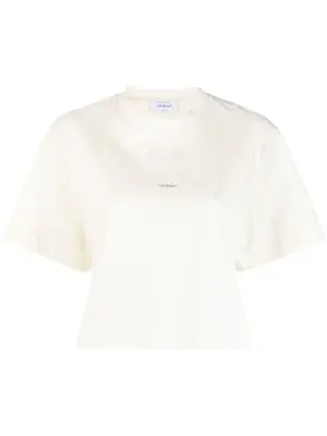 Off-White Arrows-motif Embellished Cropped T-shirt - Neutrals
