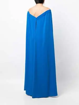 Marchesa Off-shoulder Cape-detail Gown