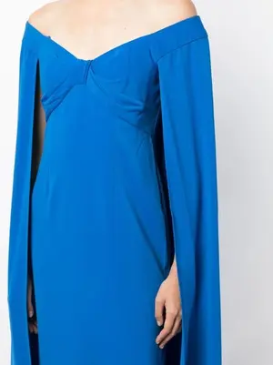Marchesa Off-shoulder Cape-detail Gown