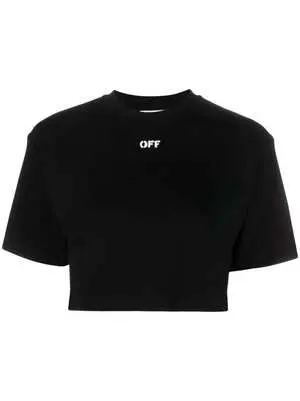 Off-White Logo-print Cropped T-shirt - Black