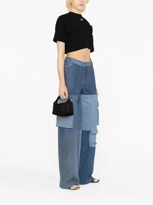 Off-White Logo-print Cropped T-shirt - Black