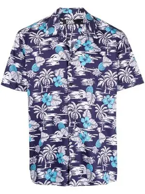 Karl Lagerfeld Palm Tree-print Cotton Shirt
