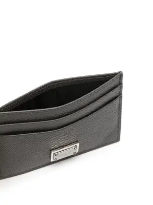 Dolce & Gabbana Dauphine Logo-plaque Leather Cardholder - Grey