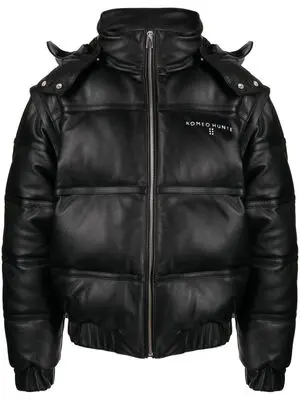 ROMEO HUNTE Pebbled-texture Leather Puffer Jacket