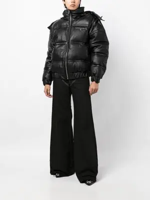 ROMEO HUNTE Pebbled-texture Leather Puffer Jacket