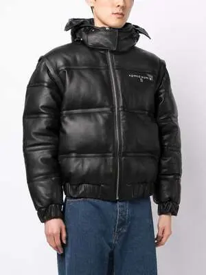 ROMEO HUNTE Pebbled-texture Leather Puffer Jacket