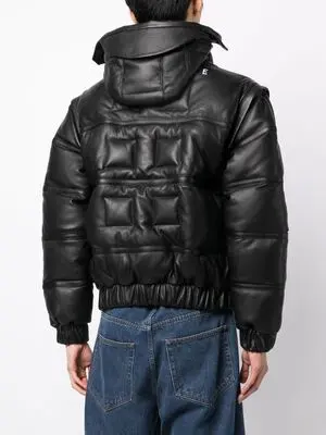 ROMEO HUNTE Pebbled-texture Leather Puffer Jacket