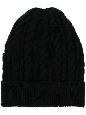 Roberto Cavalli Distressed-effect Beanie - Black