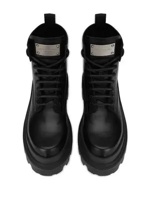 Dolce & Gabbana Logo-plaque Leather Ankle Boots