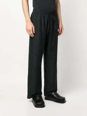 Off-White Logo-jacquard Silk-blend Trousers