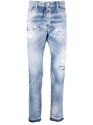 Dsquared2 Logo-patch Distressed Washed Jeans