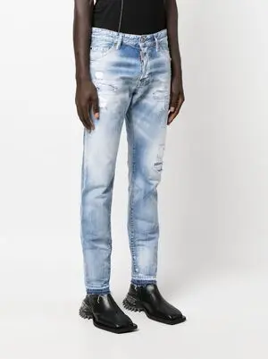 Dsquared2 Logo-patch Distressed Washed Jeans