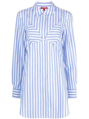 Staud Alita Striped Shirtdress - Blue