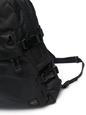 PORTER-YOSHIDA & CO Force Logo-patch Buckle-strap Backpack - Black