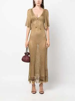 Dodo Bar Or Fringed Midi Knit Dress