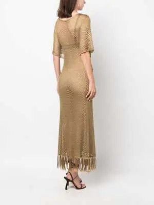 Dodo Bar Or Fringed Midi Knit Dress