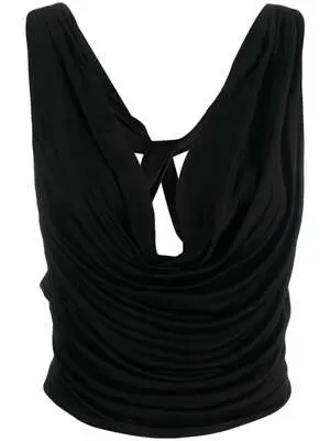 Gauge81 Juara Draped Twisted Cropped Top - Black