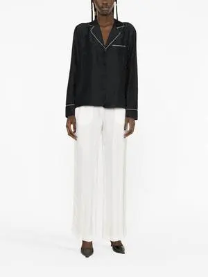 Off-White Logo-jacquard Satin Pyjama Shirt - Black