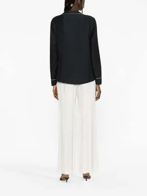 Off-White Logo-jacquard Satin Pyjama Shirt - Black