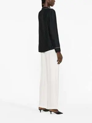 Off-White Logo-jacquard Satin Pyjama Shirt - Black