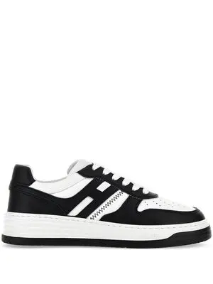 Hogan Panelled Design Leather Sneakers - Black