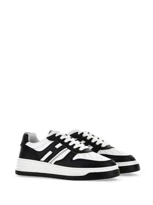 Hogan Panelled Design Leather Sneakers - Black