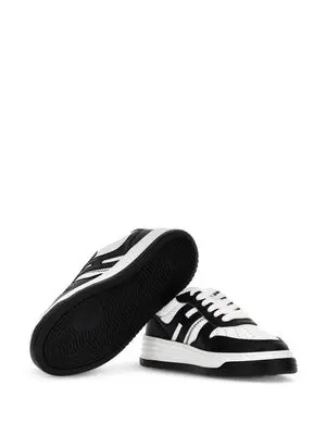 Hogan Panelled Design Leather Sneakers - Black