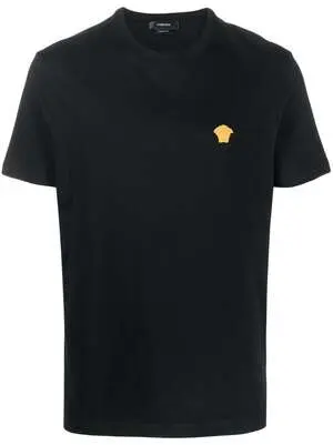 Versace Embroidered Cotton-jersey T-shirt - Black