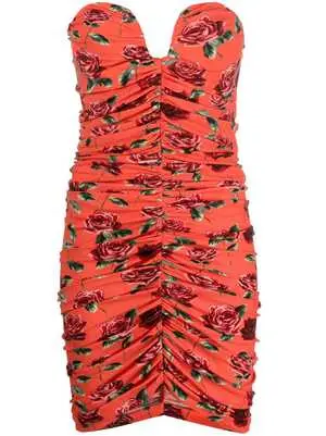 Magda Butrym Rose-print Ruched Minidress - Red