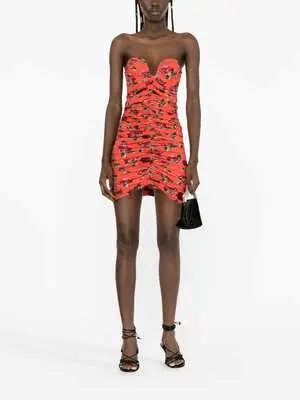 Magda Butrym Rose-print Ruched Minidress - Red