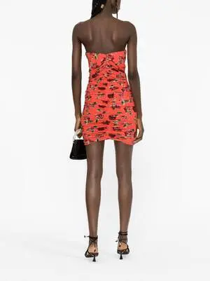 Magda Butrym Rose-print Ruched Minidress - Red