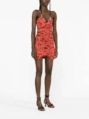 Magda Butrym Rose-print Ruched Minidress - Red