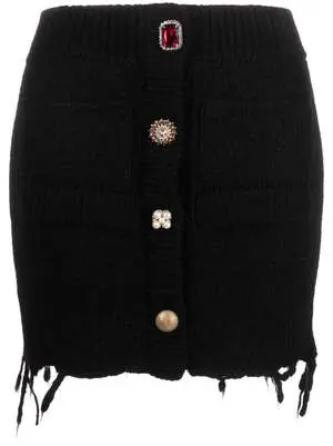 Vetements Knitted Rhinestone-embellished Miniskirt - Black