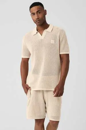 Alo Yoga Open-Knit Polo And Shorts Set Macadamia