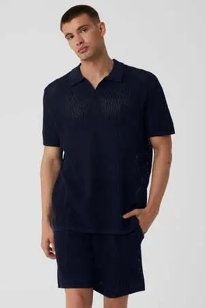 Alo Yoga Open-Knit Polo And Shorts Set Navy