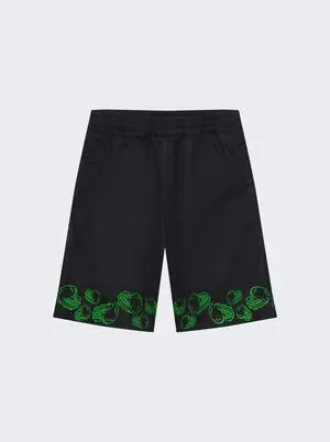 VEERT Heart Embroidered Shorts - Black