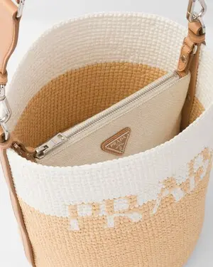 Prada Crochet And Leather Mini-bucket Bag
