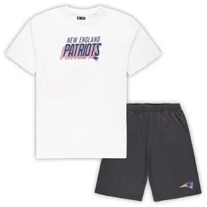 CONCEPTS SPORT Charcoal New England Patriots Big & Tall T-shirt And Shorts Set - White