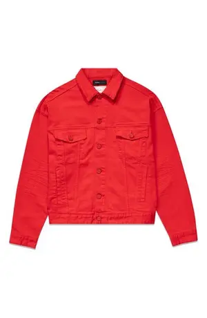 PURPLE BRAND Lava Palms Oversize Stretch Denim Trucker Jacket - Red